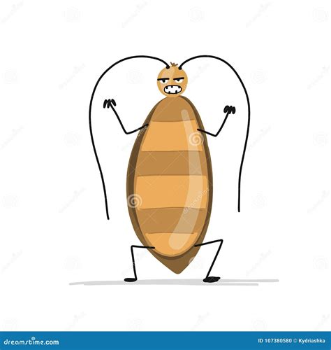 Funny Cockroach For Your Design Stock Vector Illustration Of Anthropomorphic Parasitic 107380580