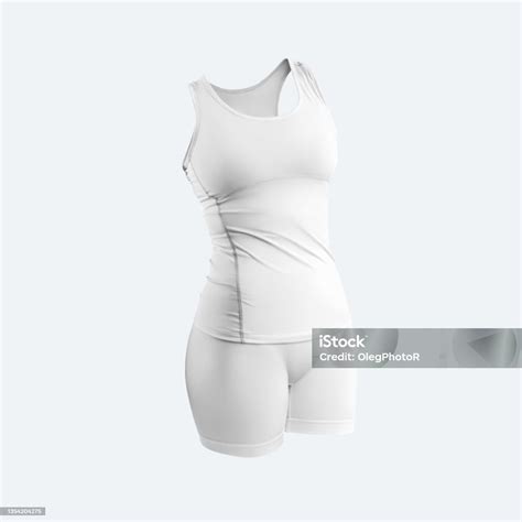 흰색 탱크 탑 반바지 3d 렌더링 배경에 격리 된 여성 압축 정장의 모의 0명에 대한 스톡 사진 및 기타 이미지 0명 3차원 형태 개념 Istock