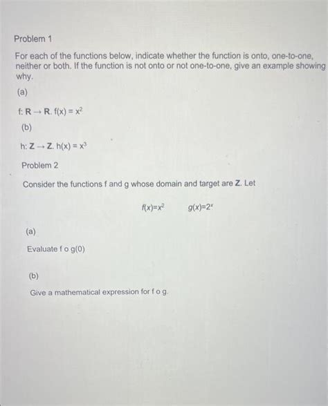 solved for each of the functions below indicate whether the