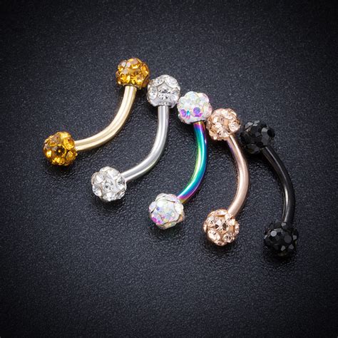 Badu Bg 1pc Bling Извита щанга пръстени за вежди Пиърсинг 16g хирургическа стомана Daith Rook