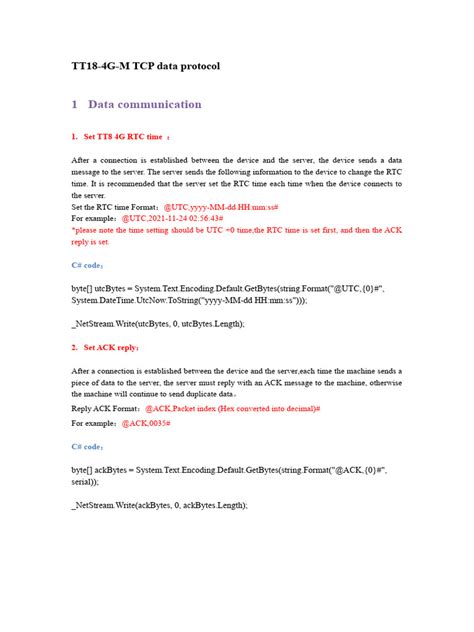 Tt18 4g M Tcp Data Protocol V12 Pdf Transmission Control