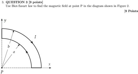 Solved 3 Question 3 [9 Points] Use Biot Savart Law To Find The Magnetic Field At Point P In The