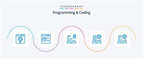 Programming And Coding Blue 5 Icon Pack Including Coding C Development Programmer