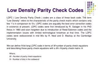 Ppt Low Density Parity Check Ldpc Code Implementation Powerpoint Presentation Id
