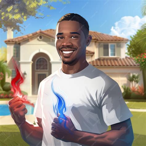 Premium Photo Digital Composite Of Smiling Man Holding Flaming Torch