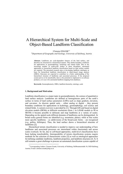 Pdf A Hierarchical System For Multi Scale And Object Based Landform