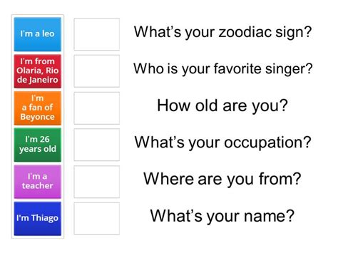 Match Questions And Answers Match Up