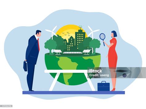 Esg 또는 생태 문제 개념으로 투자하는 비즈니스 에너지 원을 투자합니다 행성의 자원을 보존합니다 만화 현대 평면 벡터 일러스트 레이 션 감소에 대한 스톡 벡터 아트 및