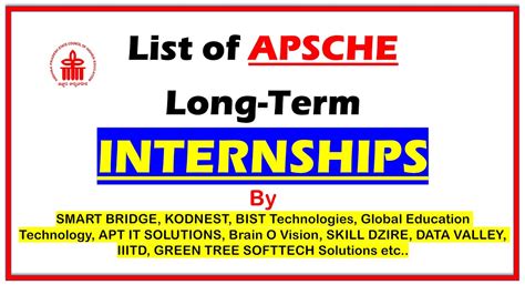 APSCHE Long Term Internships List YouTube