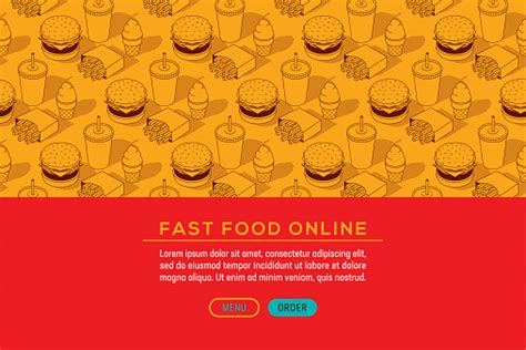 패스트 푸드 정크 밀 햄버거 소다 감자 튀김 등매 원활한 패턴 웹 페이지 템플릿 즉석식에 대한 스톡 벡터 아트 및 기타 이미지