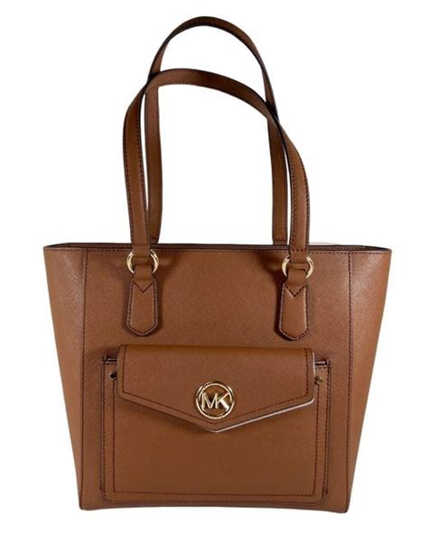 Michael Kors Leather Joey Medium Arcon Mk Signature Tote Bag In Brown