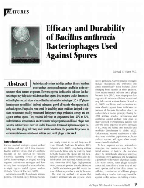 Pdf Efficacy And Durability Of Bacillus Anthracis Bacteriophages Used Against Spores