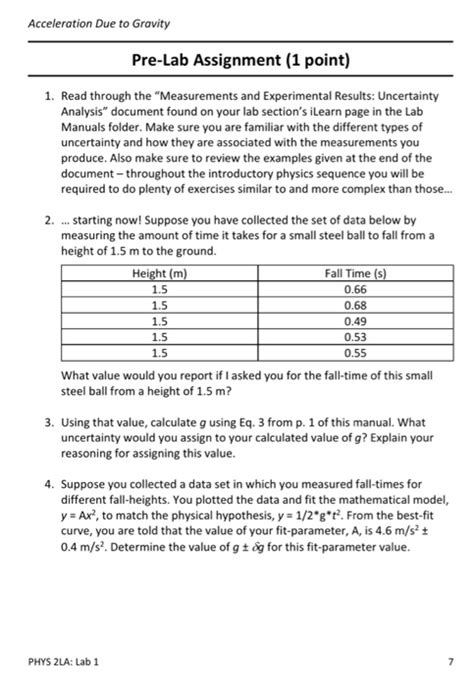 Measuring The Acceleration Due To Gravity Lab Hetykeys