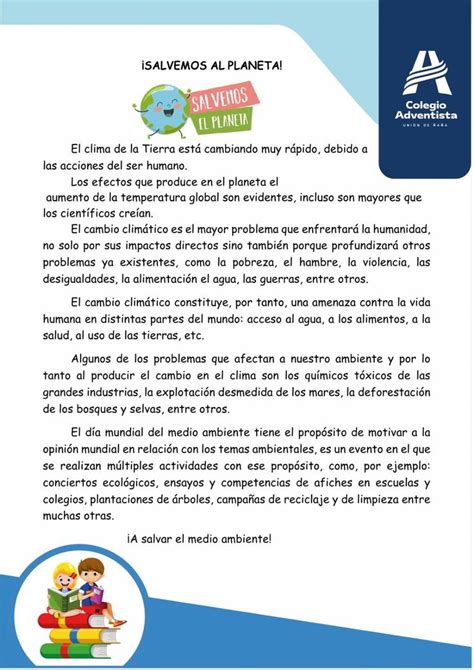 Salvemos El Planeta Comprensión Lectora Worksheet Comprensión