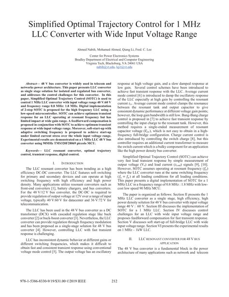 Pdf Simplified Optimal Trajectory Control For 1 Mhz Llc Converter With Wide Input Voltage Range