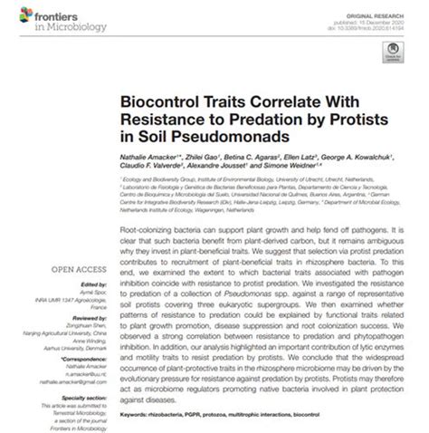 Biocontrol Traits Correlate With Resistance To Predation By Protists I Ecostyle Nl Professional