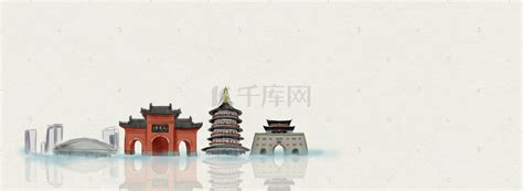 手绘建筑插画背景图片 手绘建筑插画背景素材图片 千库网