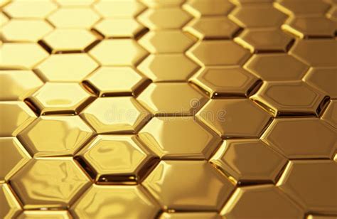 Gold Hexagonal Pattern Abstract Geometric Design Shiny Golden Honeycomb Texture Modern Tech