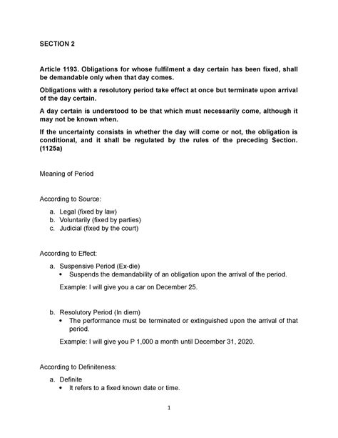 Example Of Obligation With A Resolutory Period Pure And Conditional Obligations Article 1179