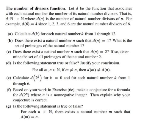 Solved The Number Of Divisors Function Let D Be The