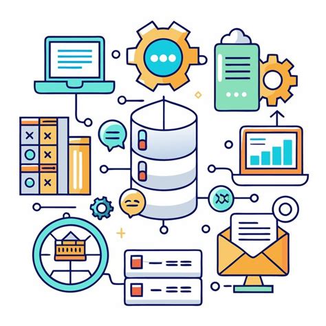 Data Storage Cloud Computing And Data Analysis Illustration With Laptops Servers Emails And