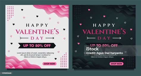 행복한 발렌타인 데이 판매 배너 어둡고 회색 배경소셜 미디어 게시물 템플릿 2월에 대한 스톡 벡터 아트 및 기타 이미지 2월