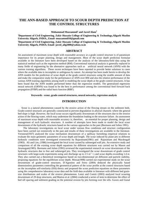 Pdf The Ann Based Approach To Scour Depth Prediction At The Control