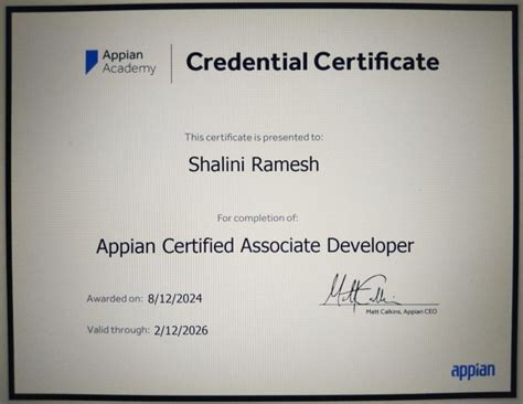 Shalini R On Linkedin Appian Certification Professional Bpm Lowcode Contiuouslearing…