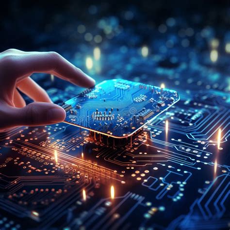 Finger Touching Electronic Circuit Board Technology And Innovation Concept Stock Illustration