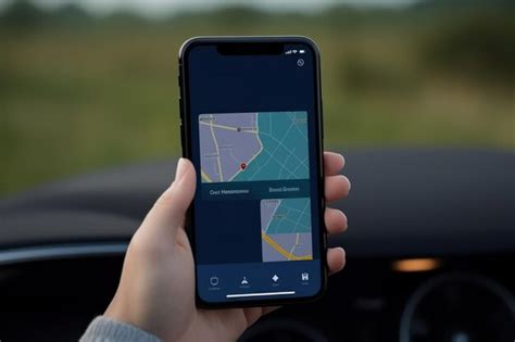Premium Ai Image Hand In Car Holding Phone With Map And Marker Mobile Gps Navigation Concept