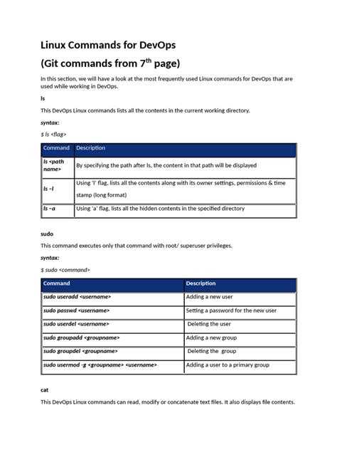 Essential Linux Commands For Devops Pdf Computer File Sudo