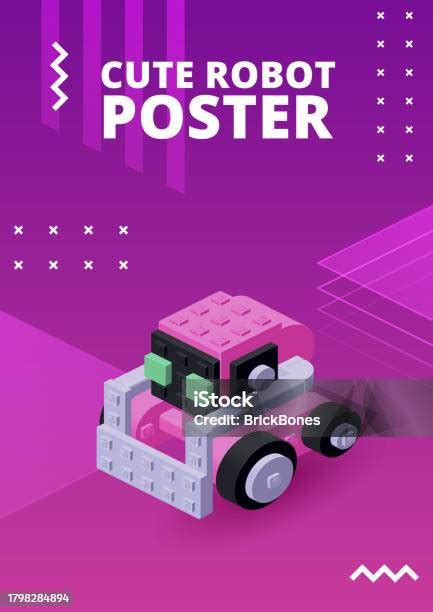 인쇄 및 디자인을위한 귀여운 로봇 포스터 벡터 일러스트 레이 션입니다 3차원 형태에 대한 스톡 벡터 아트 및 기타 이미지 3차원 형태 개념 개념과 주제 Istock