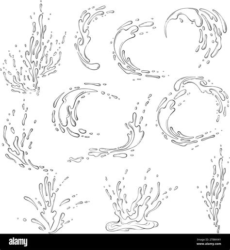 Set Of Liquid Splash Line Art Stock Vector Image Art Alamy