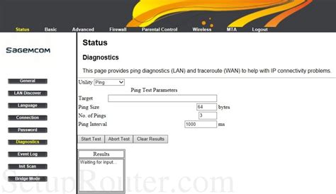 Sagemcom Fast 3686 Screenshot Diagnostics