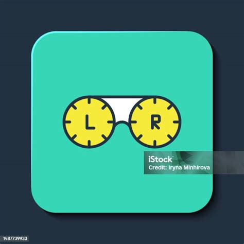 채워진 윤곽선 콘택트 렌즈 컨테이너 아이콘은 파란색 배경에 분리되어 있습니다 시력 관리 렌즈 위생 용기 청록색 사각형 버튼 벡터 가득 찬에 대한 스톡 벡터 아트 및 기타