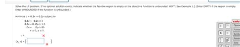 solved solve the lp ﻿problem if no ﻿optimal solution