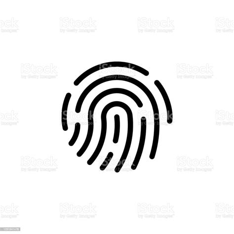 지문 간단한 검은 색 아이콘 인증 기호 라인 스타일 벡터 일러스트 지문에 대한 스톡 벡터 아트 및 기타 이미지 지문 아이콘 엄지손가락 지문 Istock