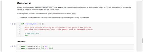 Solved Question 4 Write A Function Named Sequencemult Seg