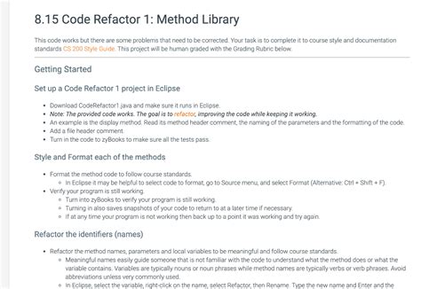 8 15 Code Refactor 1 Method Library This Code Works Chegg