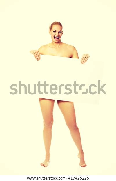 Sexy Naked Blonde Holding Empty Board Stock Photo Shutterstock