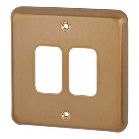 MK Grid Plus 2 Module Grid Switch Faceplate Satin Anodised