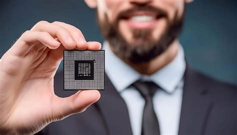 Man Holding Small Electronic Device Microchip Premium AI Generated Image