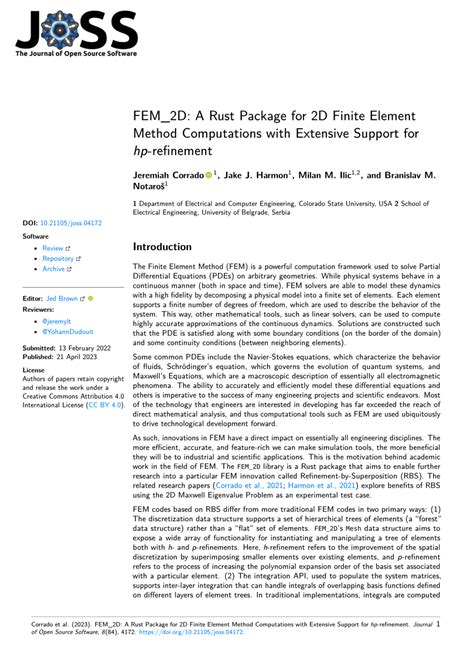 Pdf Fem D A Rust Package For D Finite Element Method Computations With Extensive Support