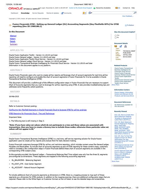 Setting Up General Ledger Gl Accounting Segments Key Flexfields Kffs For Otbi Reporting Doc