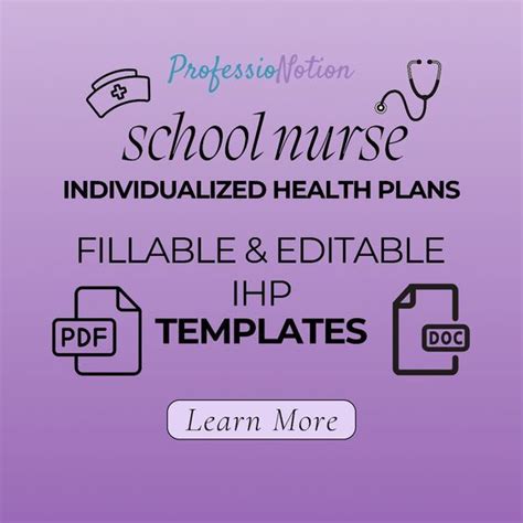 School Nurse Printable Health Template Individualized Health Plan School Nurse Forms Health
