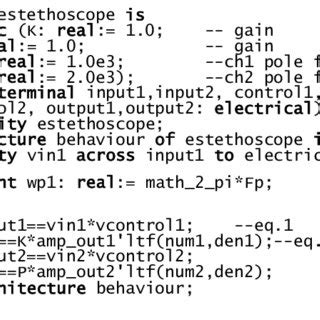 VHDL AMS Description Of The Esthetoscope Download Scientific Diagram