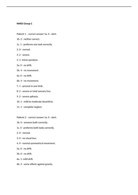 NIHSS Group C Questions And Correct Answers NIHSS Group C Stuvia US