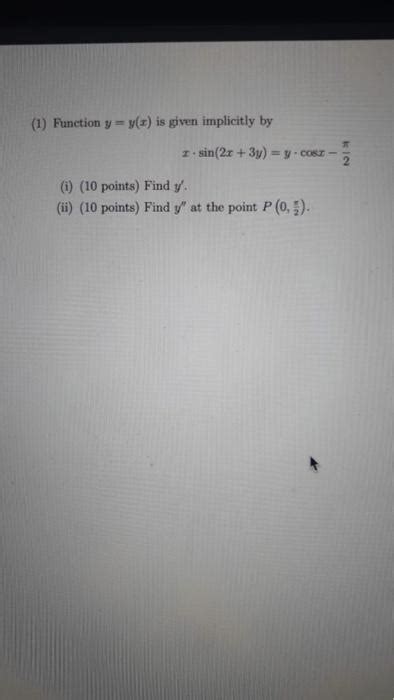 solved 1 function y y x is given implicitly by