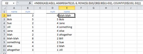 Excel Issue Using The Large And Row Function To Dynamically Sort