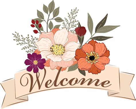 Vector Welcome Sing With Hand Drawn Flower And Leave Vector Art At Vecteezy